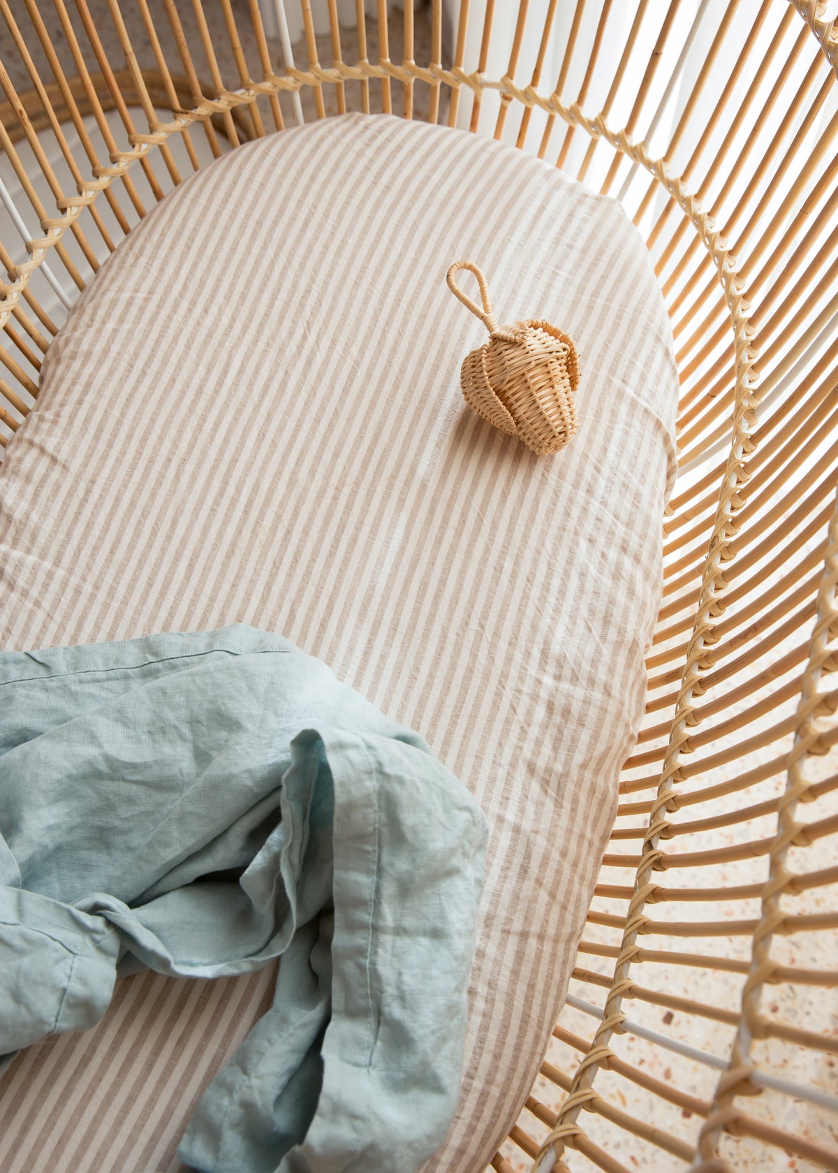 Linen Fitted Bassinet Sheet - Natural Stripe – Linen Playground